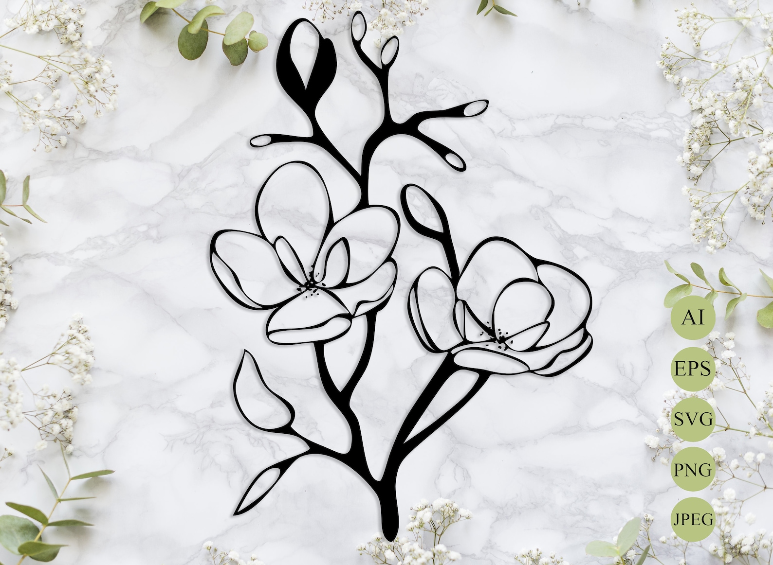 Magnolia SVG Magnolia flowers svg Monogram floral | Etsy