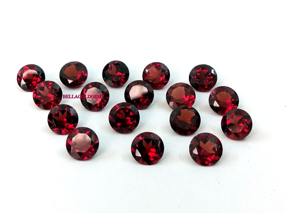 AAA Red Garnet Gemstone: Round Faceted Step Cut (two Piece) - Etsy