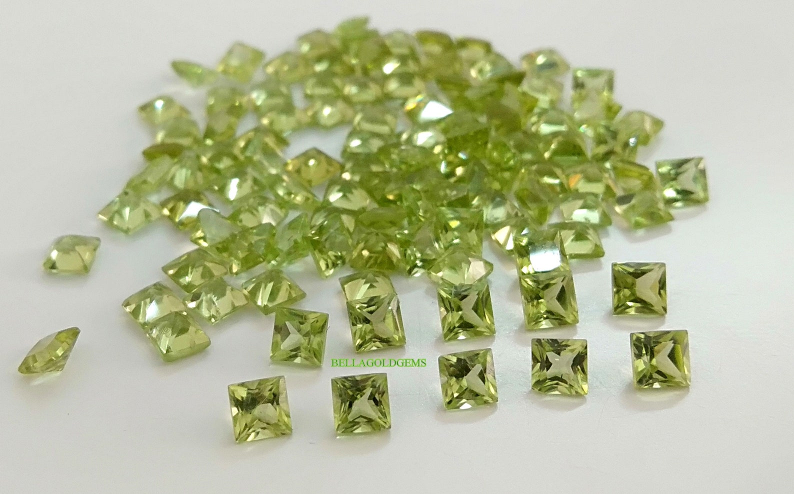 5 Mm AAA Quality Natural Peridot Square Princess Cut Faceted - Loose ...