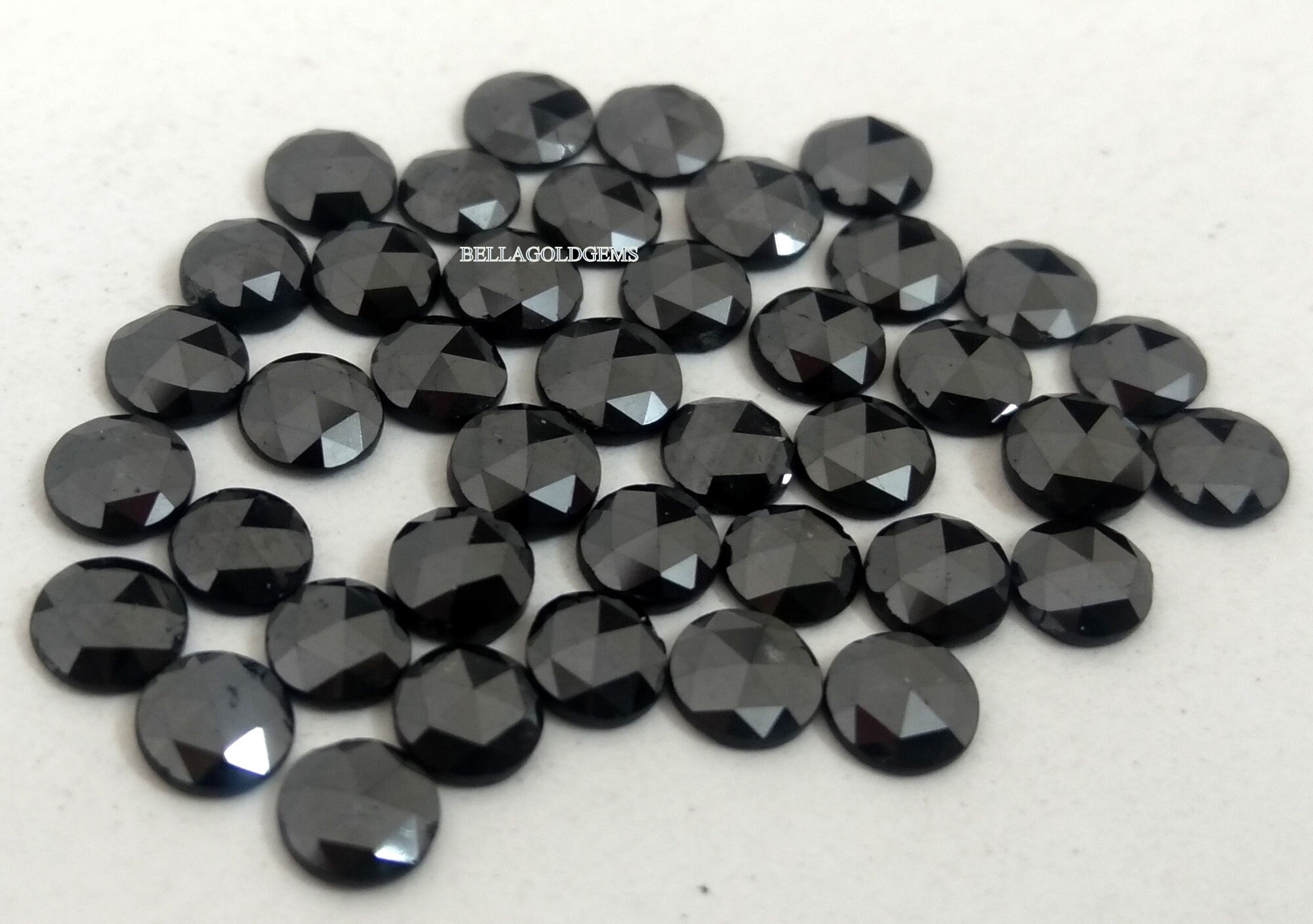 4 MM Natural Black Diamond Rose Cut Gems-black Diamond Loose Gemstone ...