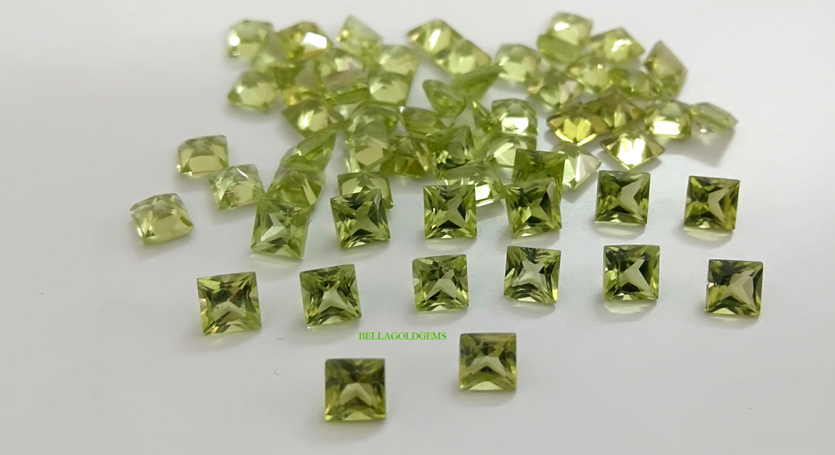 5 Mm AAA Quality Natural Peridot Square Princess Cut Faceted - Loose ...