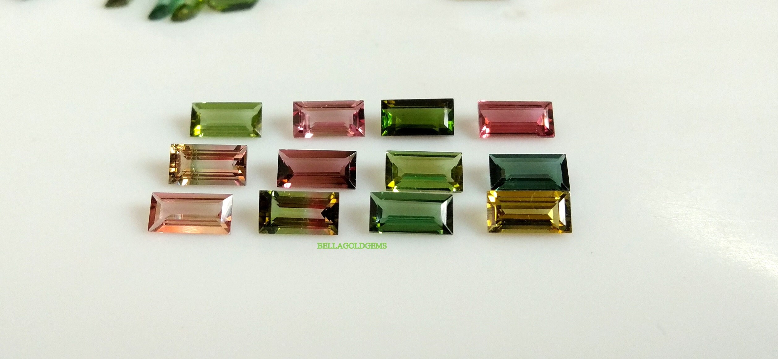 2x4 MM AAA Quality Multicolor Tourmaline Baguette Faceted Cut Gemstone ...