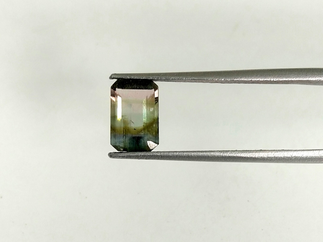 Faceted Watermelon Tourmaline: Bi-color Octagon Gemstone (5.70x8.50mm ...