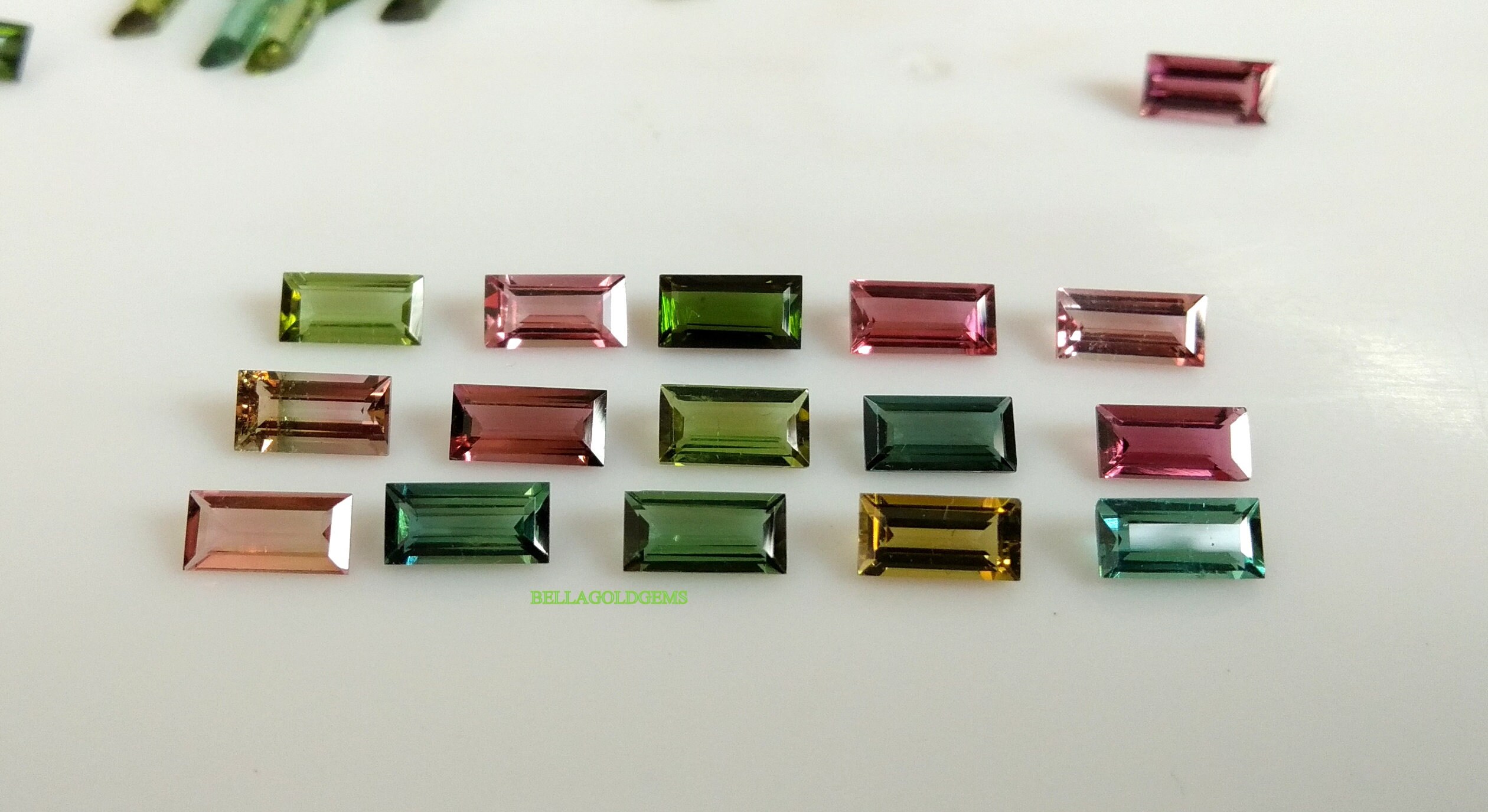 2x4 MM AAA Quality Multicolor Tourmaline Baguette Faceted Cut Gemstone ...