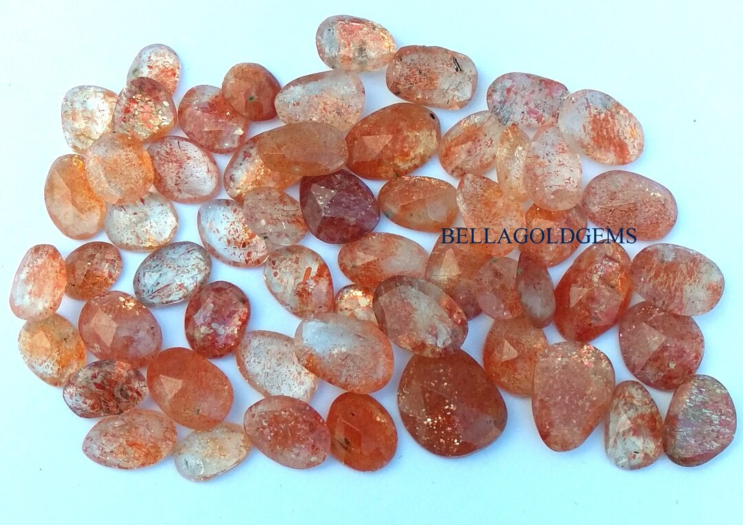 Natural Sunstone Light Slice Rose Cut - Sunstone Rose Cut Slice - Rose ...