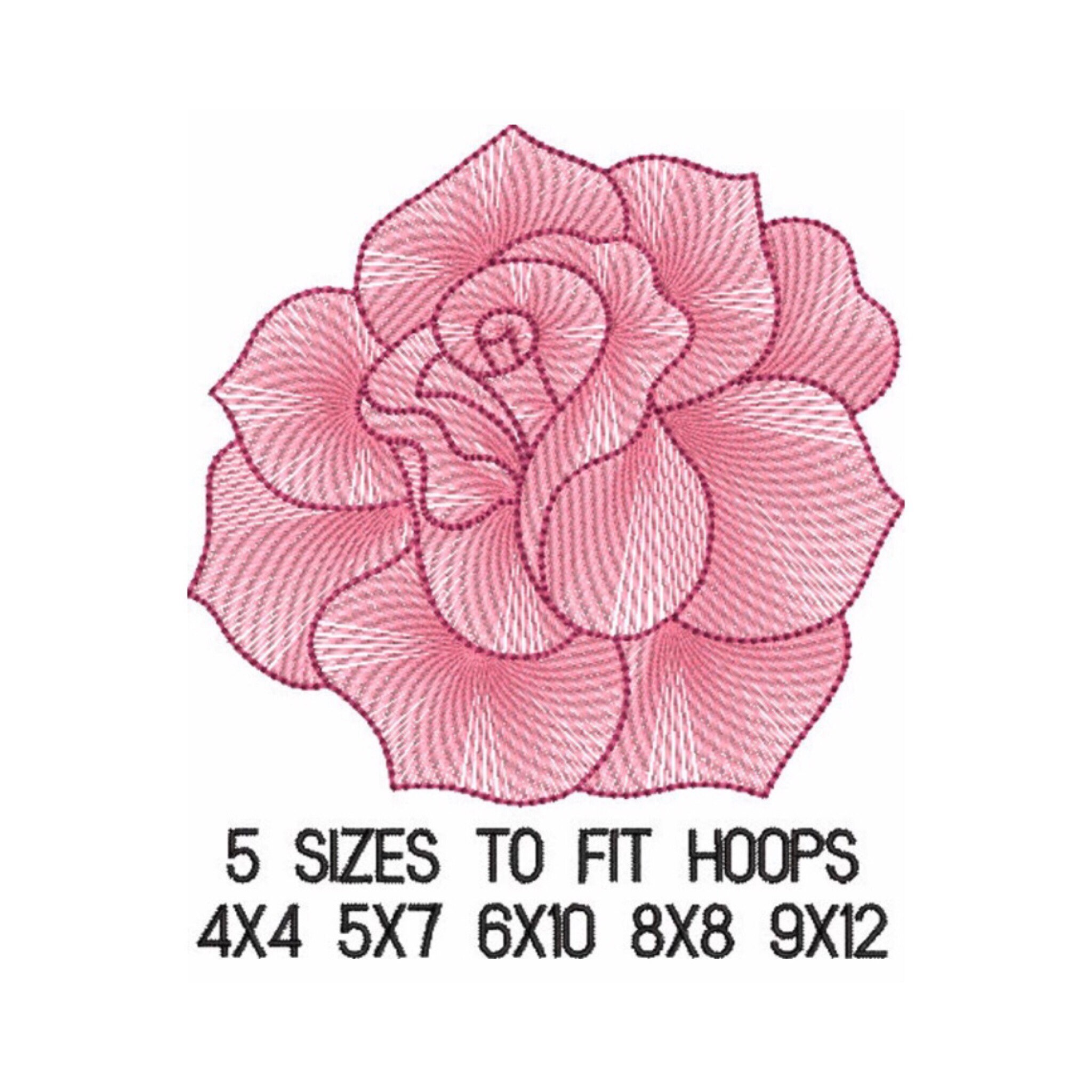 Rose Ripple Effekt Skizze Stickdatei Sofort Download 5 - Etsy