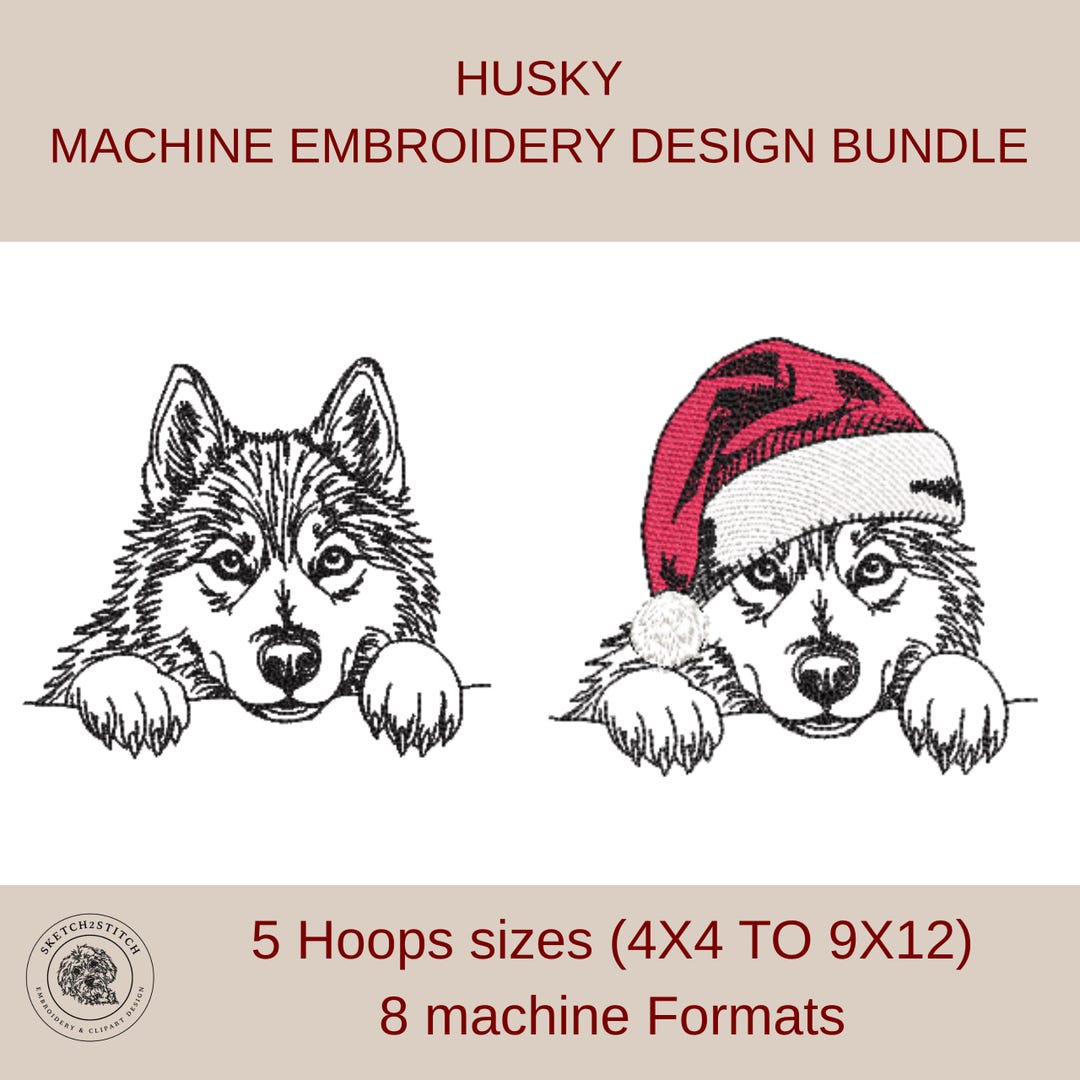 Husky Embroidery Design Bundle: Redwork Light Fill (4x4 to 9x12 Hoops ...
