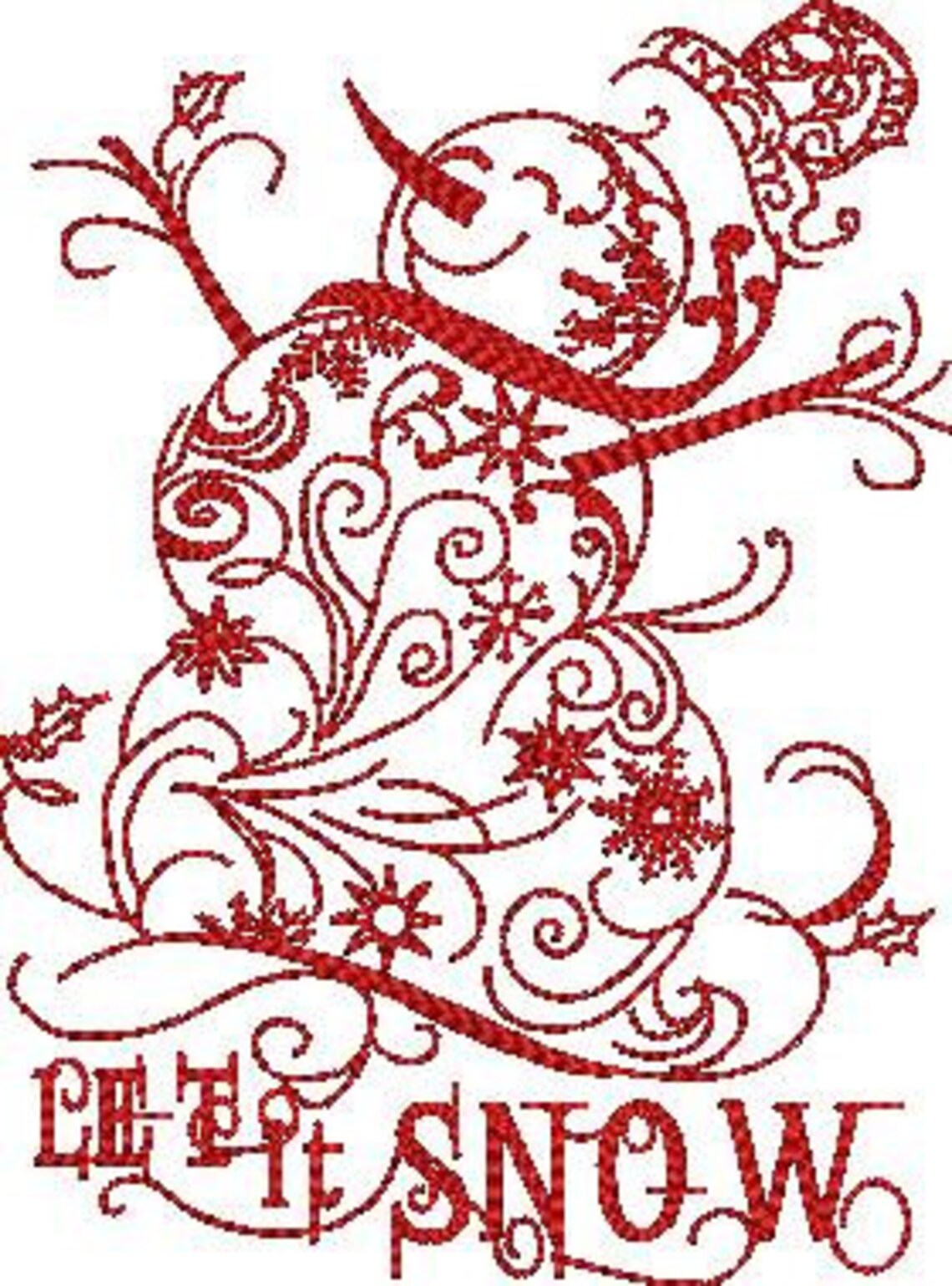 Vintage Christmas Snowman Redwork Embroidery Design 2 Sizes | Etsy