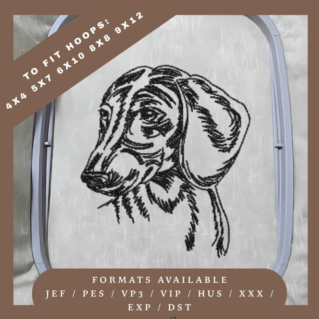 Dachshund Dog Embroidery Design – Redwork Sketch Pattern – 5 Hoop Sizes ...