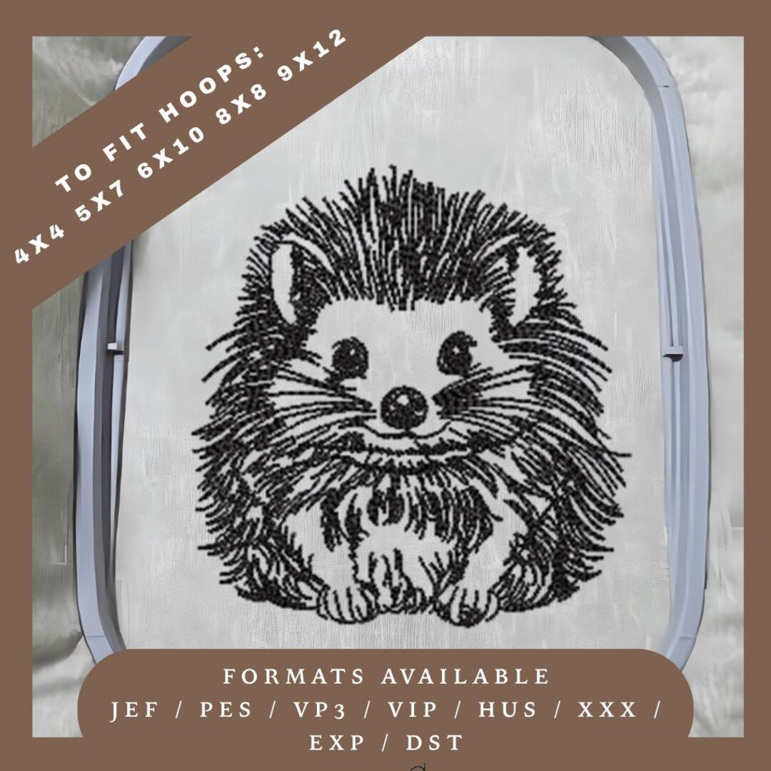 Hedgehog Embroidery Design – Redwork Sketch Pattern – 5 Hoop Sizes ...