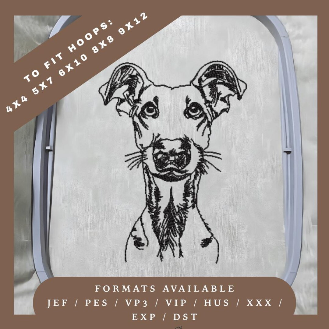 Greyhound Dog Embroidery Design – Redwork Sketch Pattern – 5 Hoop Sizes ...