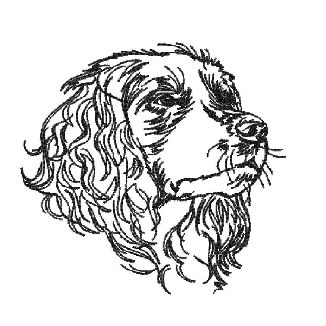 Springer Spaniel Dog Sketch Redwork Machine Embroidery Design 5 Sizes ...