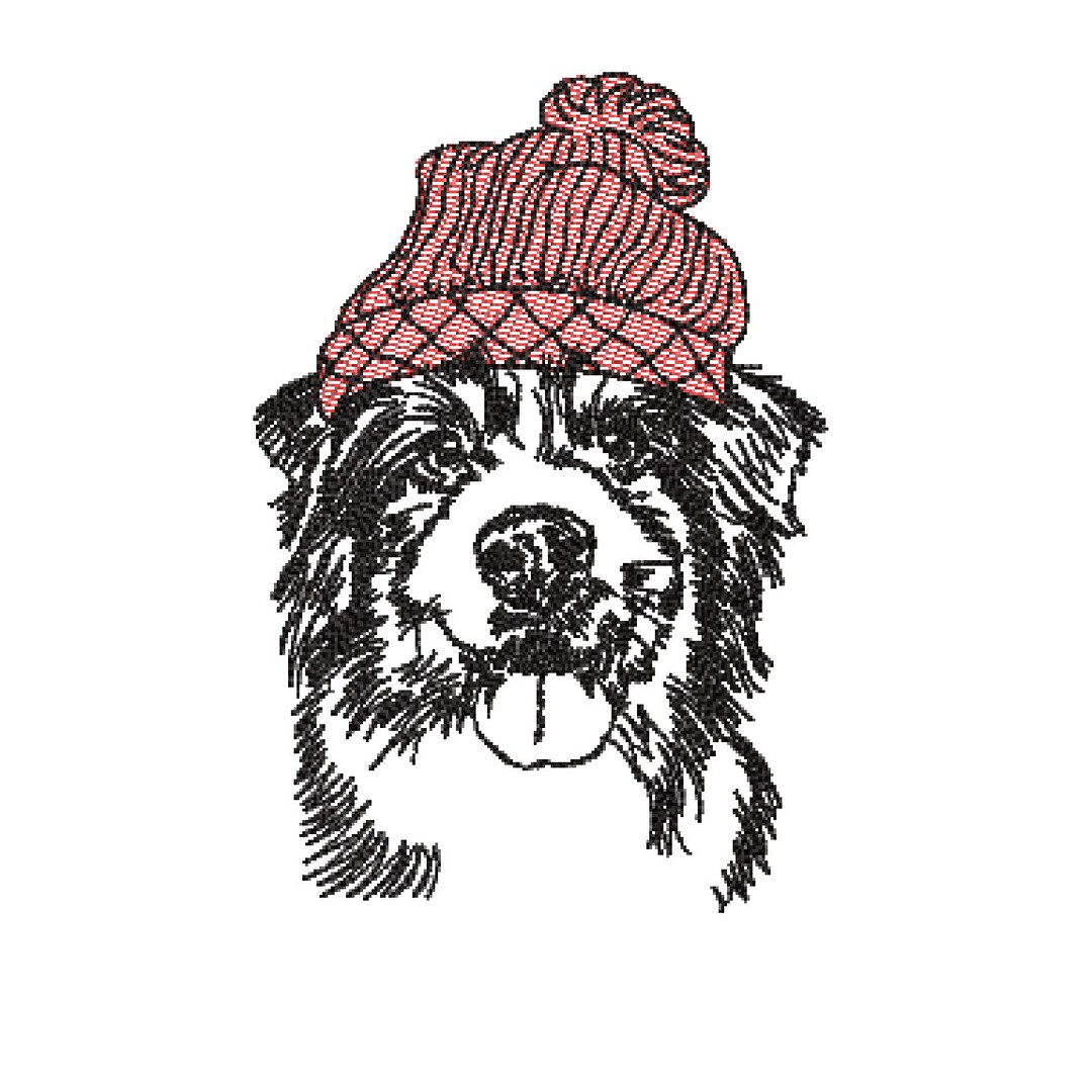 Border Collie Sheep Dog Redwork Sketch Machine Embroidery Design ...