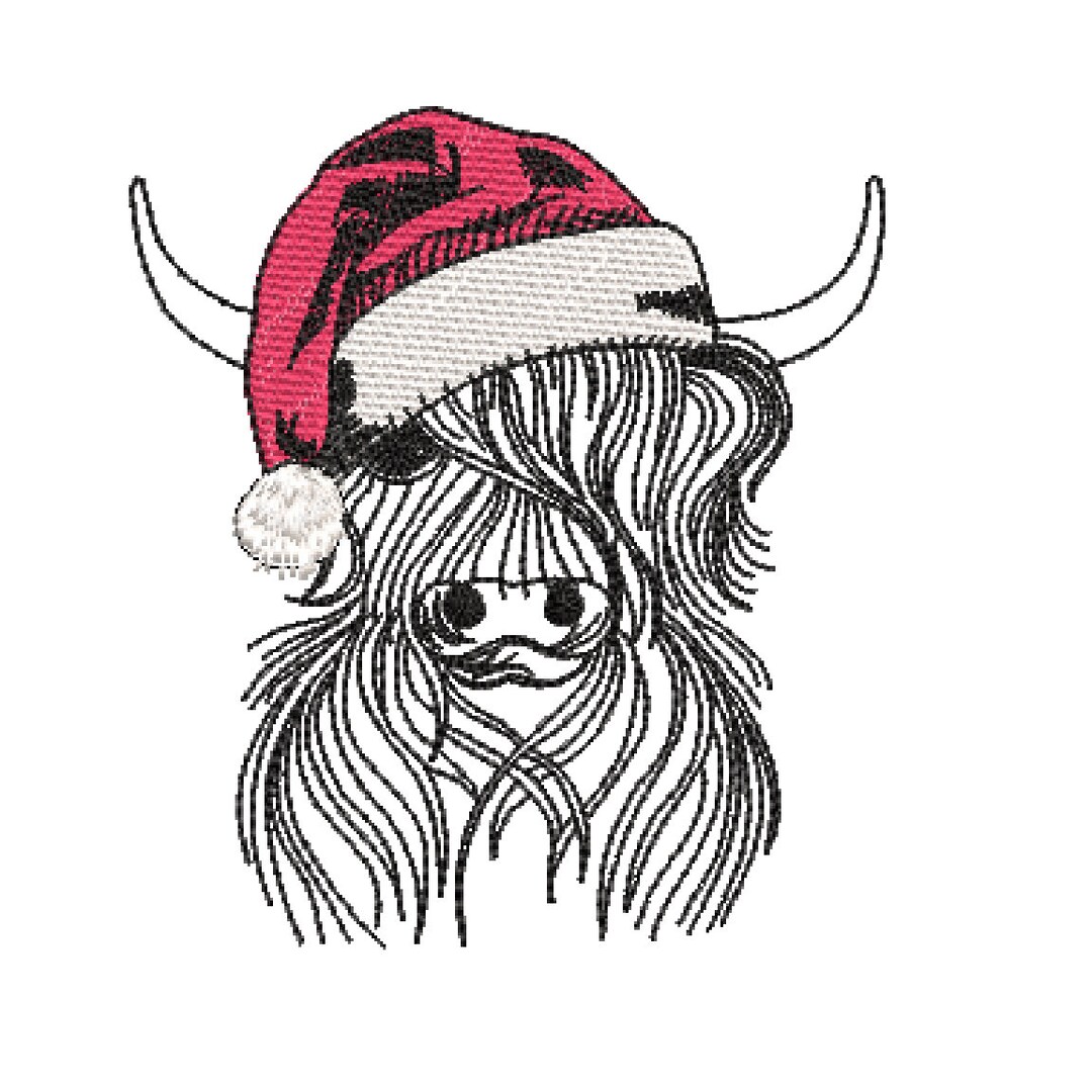 Redwork Sketch Machine Embroidery Design Christmas Scottish Highland ...