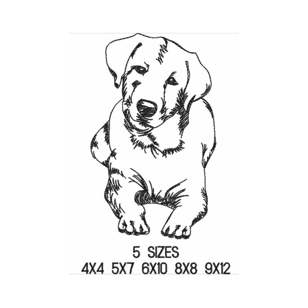 Labrador Puppy Dog - Redwork Sketch Machine Embroidery Design Pattern ...