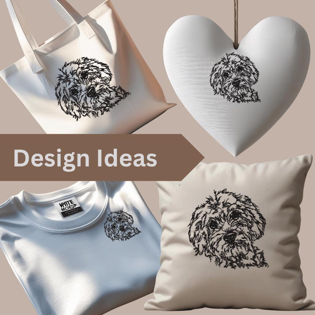 CAVAPOO Dog Embroidery Design – Redwork Sketch Pattern – 5 Hoop Sizes ...