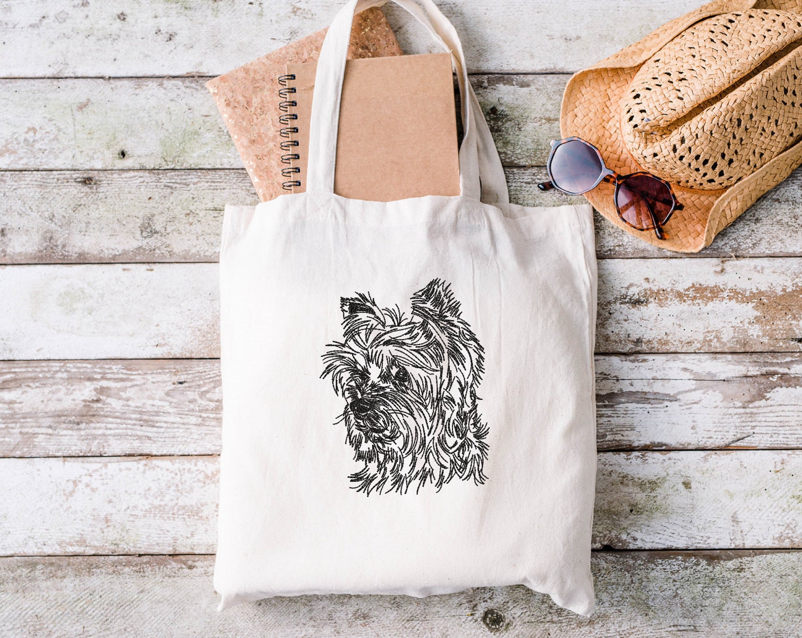 Yorkshire Terrier Dog Redwork Sketch Machine Embroidery - Etsy