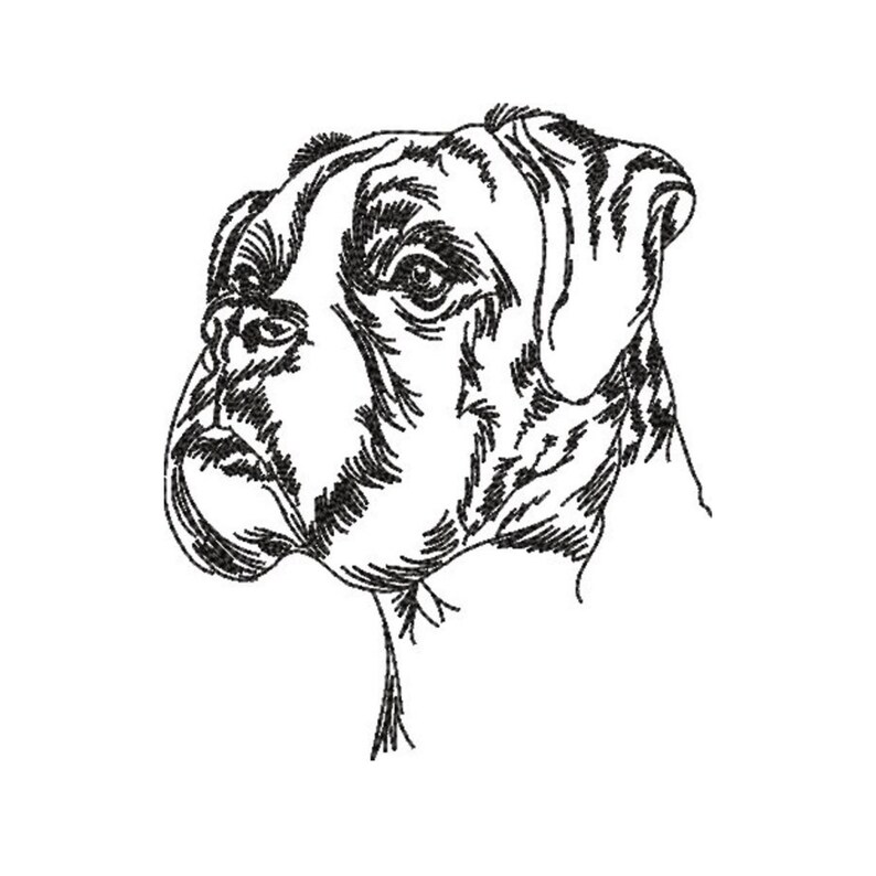 Boxer Dog Redwork Sketch Machine Embroidery Design Pattern - Etsy