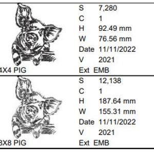 Farmyard Pig - Redwork Sketch Machine Embroidery Design Pattern – 5 ...