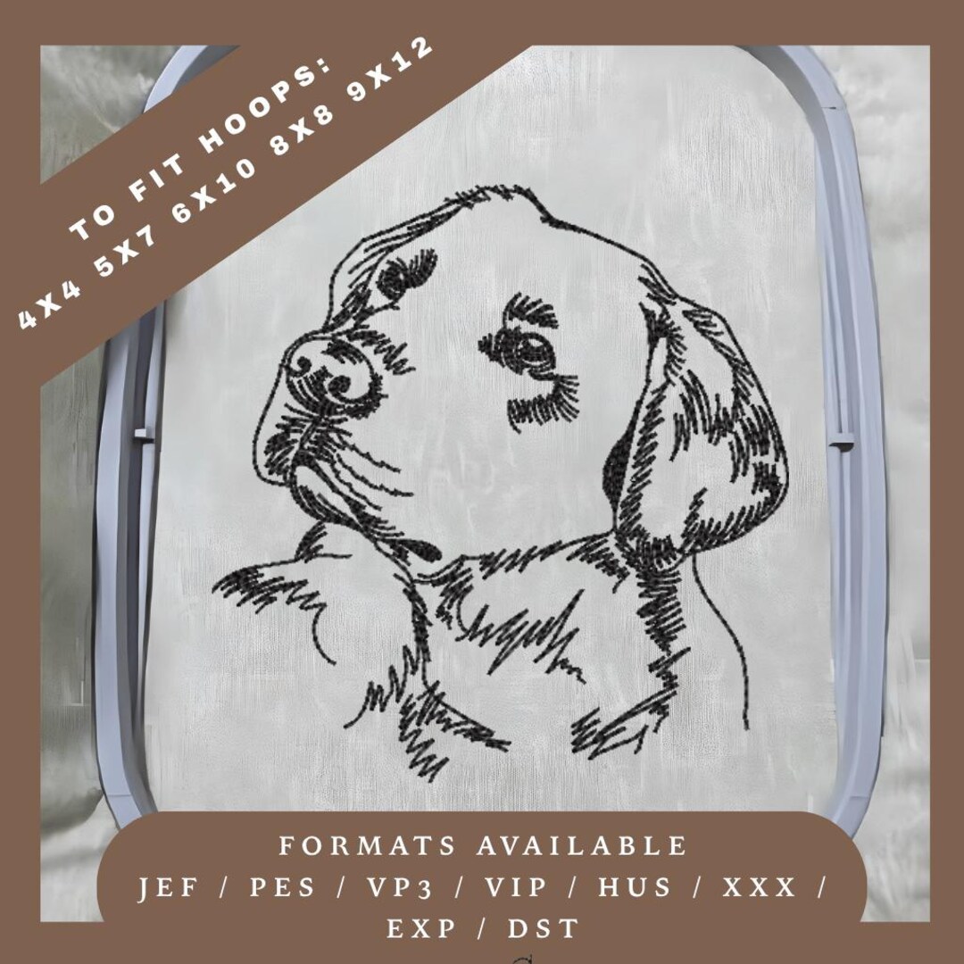 Labrador Dog Embroidery Design – Redwork Sketch Pattern – 5 Hoop Sizes ...