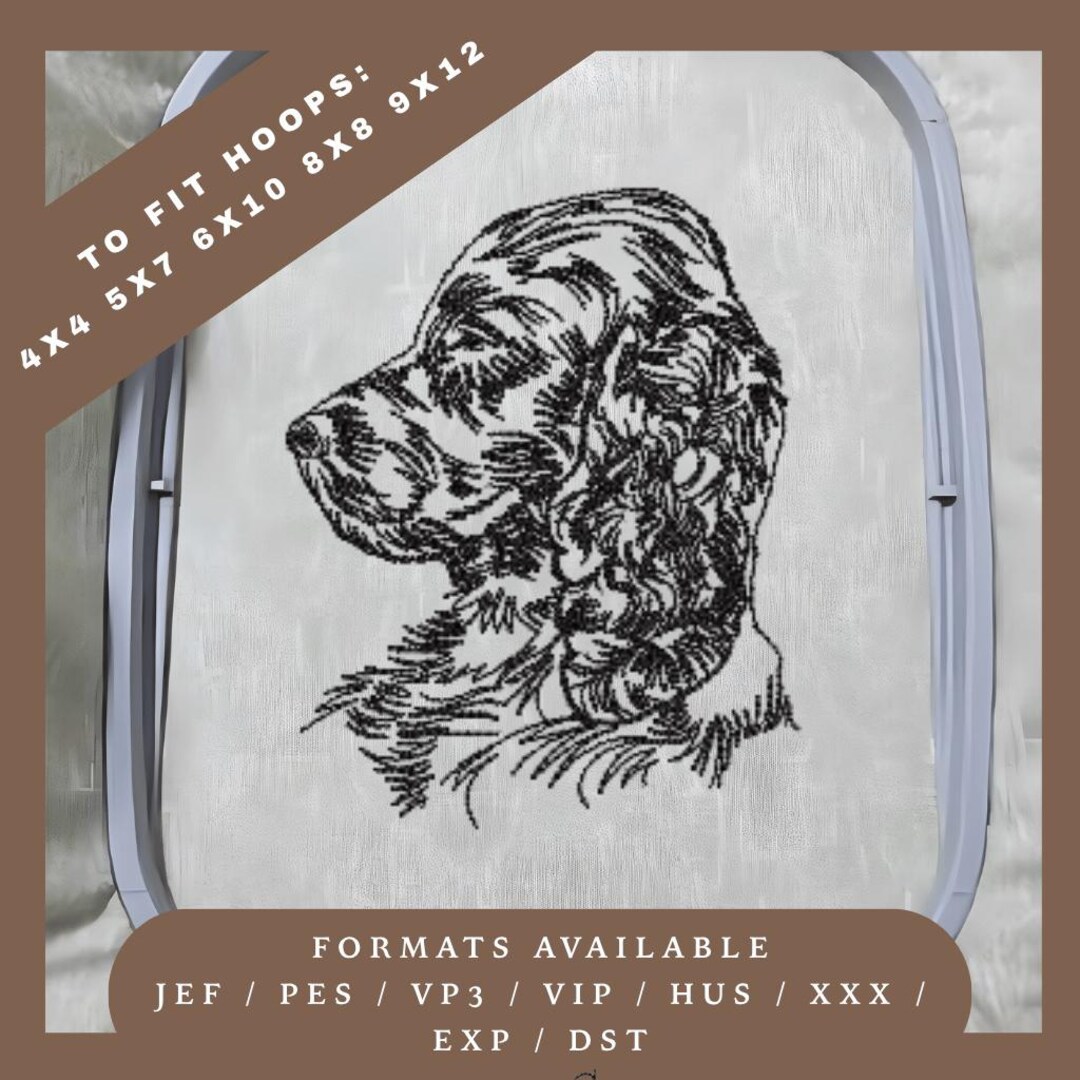 Cocker Spaniel Dog Embroidery Design – Redwork Sketch Pattern – 5 Hoop ...
