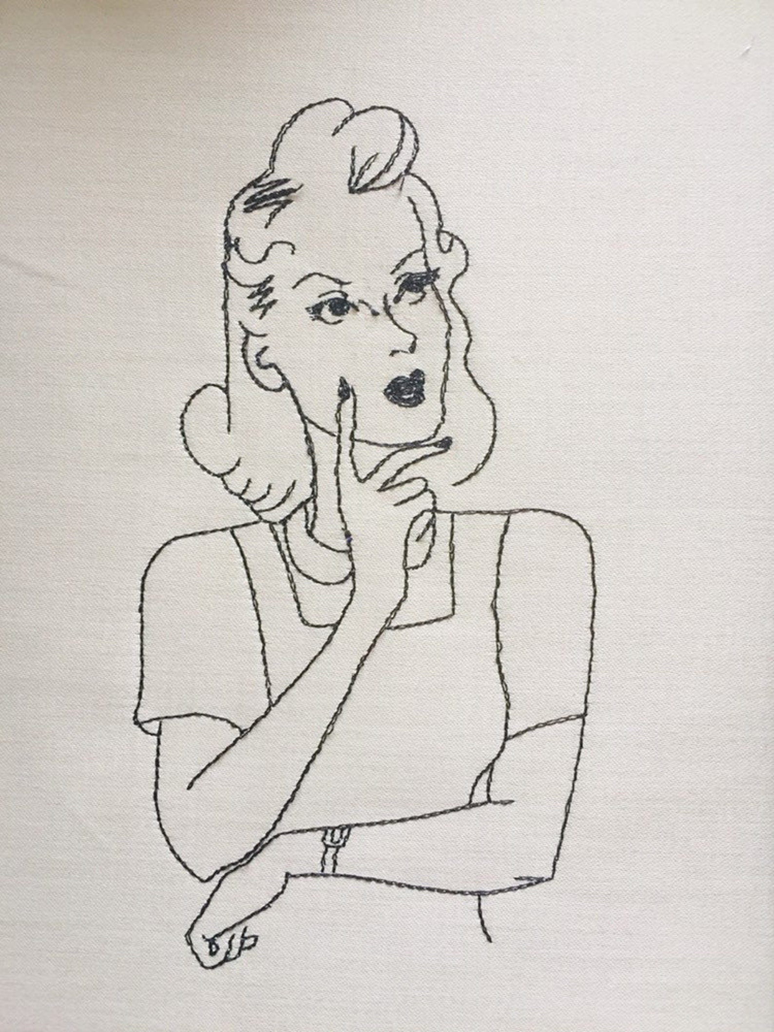 Retro Vintage Woman Thinking Sketch Machine Embroidery - Etsy UK