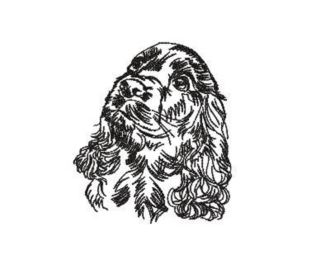 Cocker Spaniel Dog Redwork Sketch Machine Embroidery Design Pattern 5 ...