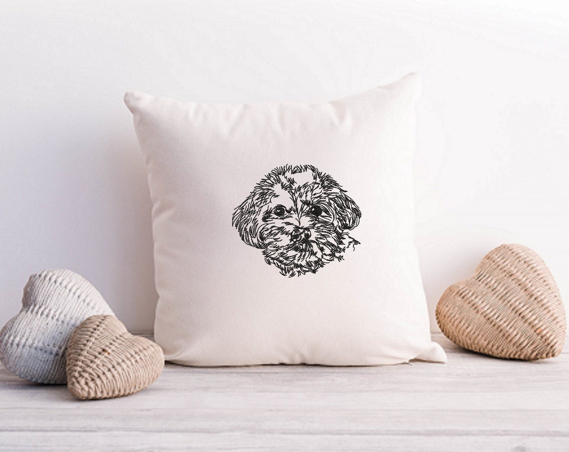 Maltipoo Dog Redwork Sketch Machine Embroidery Design - Etsy