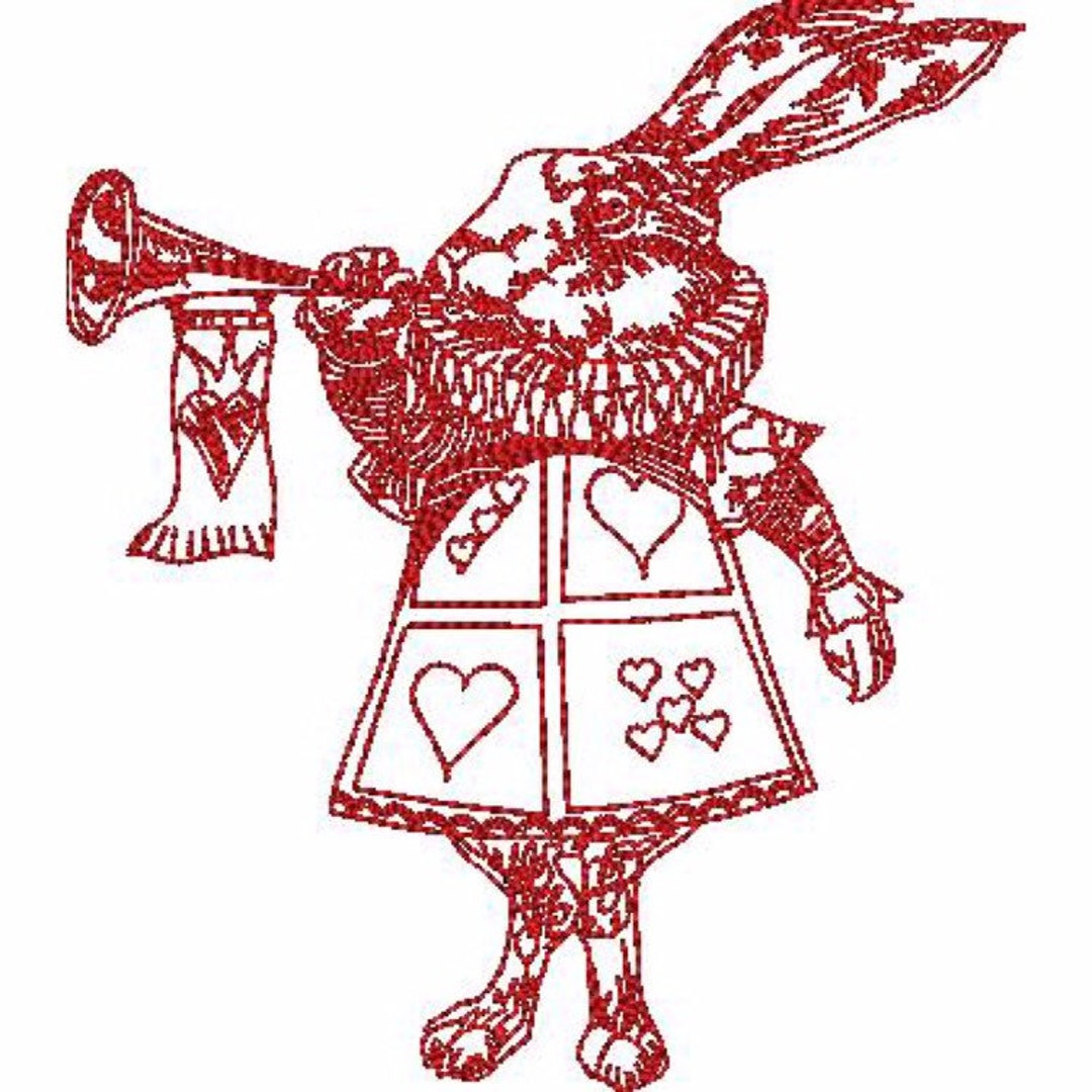 Vintage White Rabbit Redwork Machine Embroidery Design 3 Sizes ...