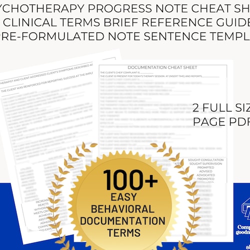 PSYCHOTHERAPY PROGRESS NOTE Cheat Sheet Clinical Terms - Etsy