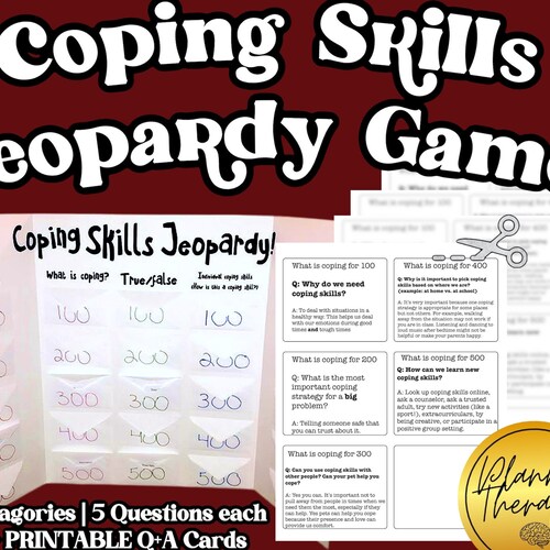Coping Skills Jeopardy Game Mental Health Inspired Questions: - Etsy