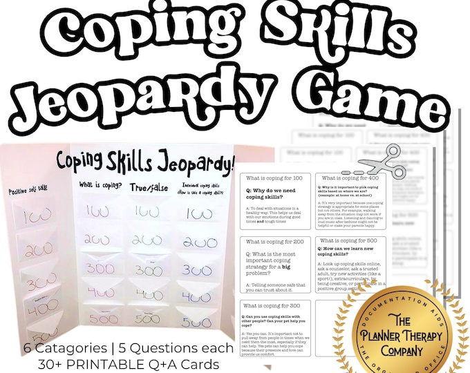 Coping Skills Jeopardy Game Mental Health Inspired Questions: Therapy ...