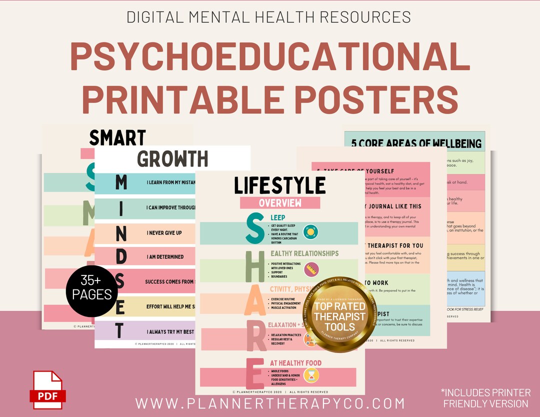 Psychoeducation Psychotherapy Worksheet Bundle, Lifestyle, Goal Setting ...