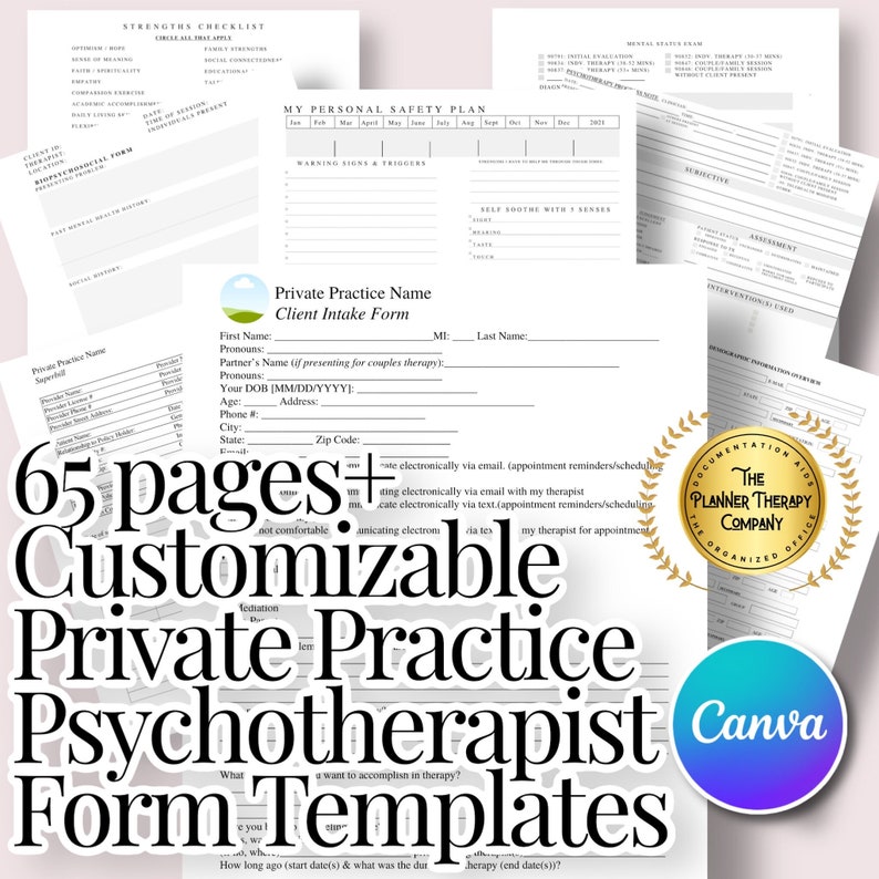 Therapy Private Practice Forms, Canva Templates Bundle, Solo Group ...