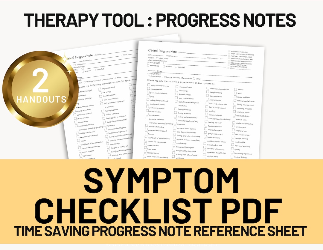 Symptom/problem Psychotherapy Checklist for Clients - Etsy