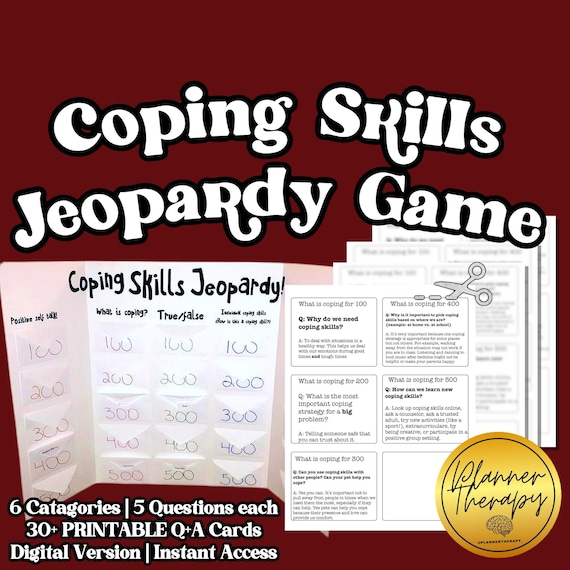 Coping Skills Jeopardy Game Mental Health Inspired Questions: - Etsy