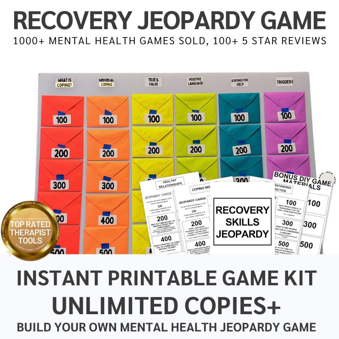 Recovery Skills Jeopardy Game: Mental Health Therapy (printable ...