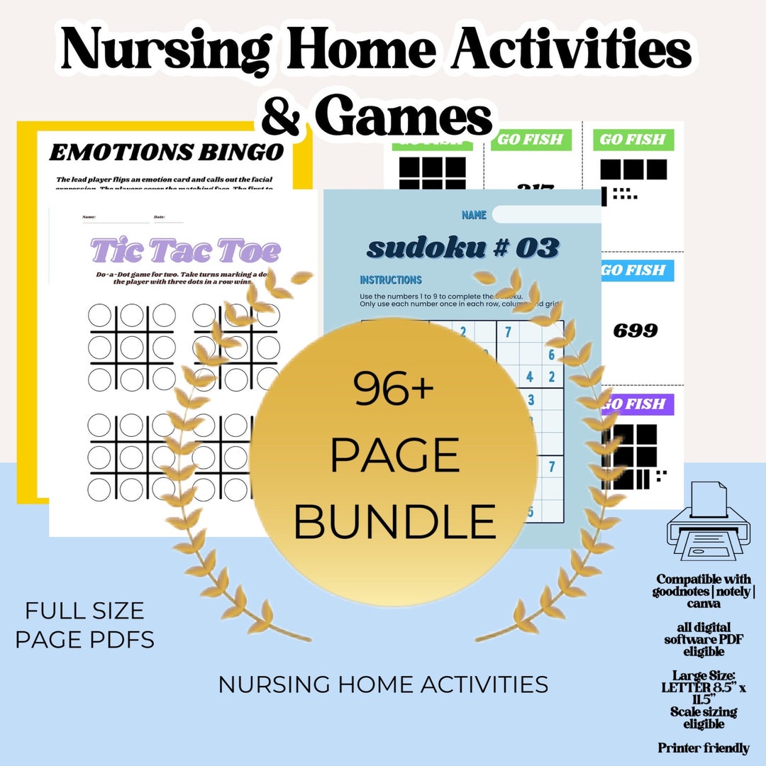 Nursing Home Activity Sheets: 96 Pages, Dementia Games (PDF Digital ...