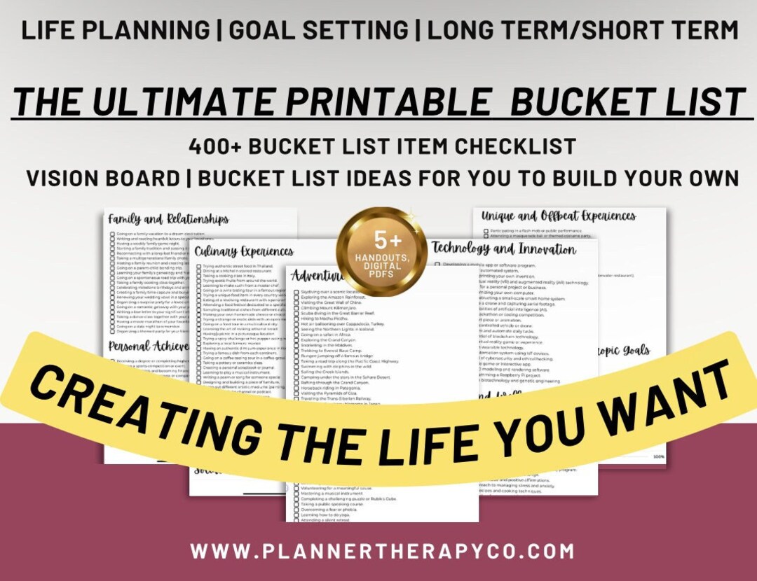 The Ultimate Bucket List 400 Item Bucket List Checklist VISION BOARD ...