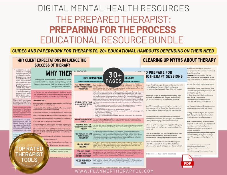 Therapy Process Handouts: Psychoeducation, Goal Setting, Assessment ...