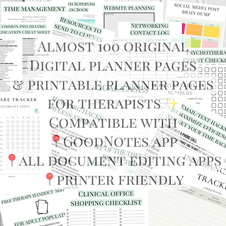 THERAPIST Time Management PRINTABLES Deluxe Set - Etsy