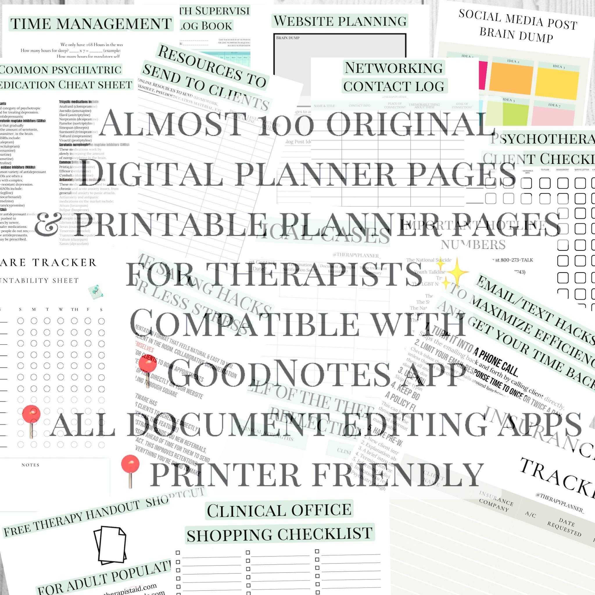 THERAPIST Time Management PRINTABLES Deluxe Set - Etsy
