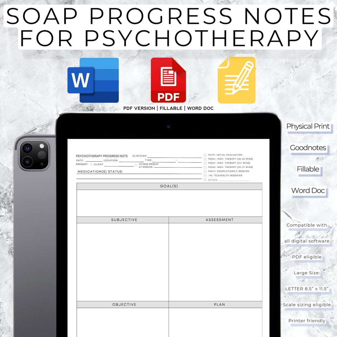 Progress Notes for Therapists, SOAP Note Template, Included ...
