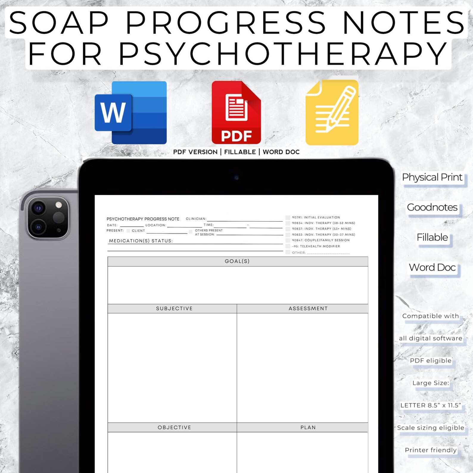Progress Notes for Therapists, SOAP Note Template, Included ...