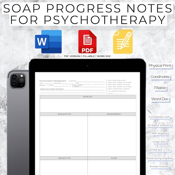 Progress Notes for Therapists SOAP Note Template Included | Etsy