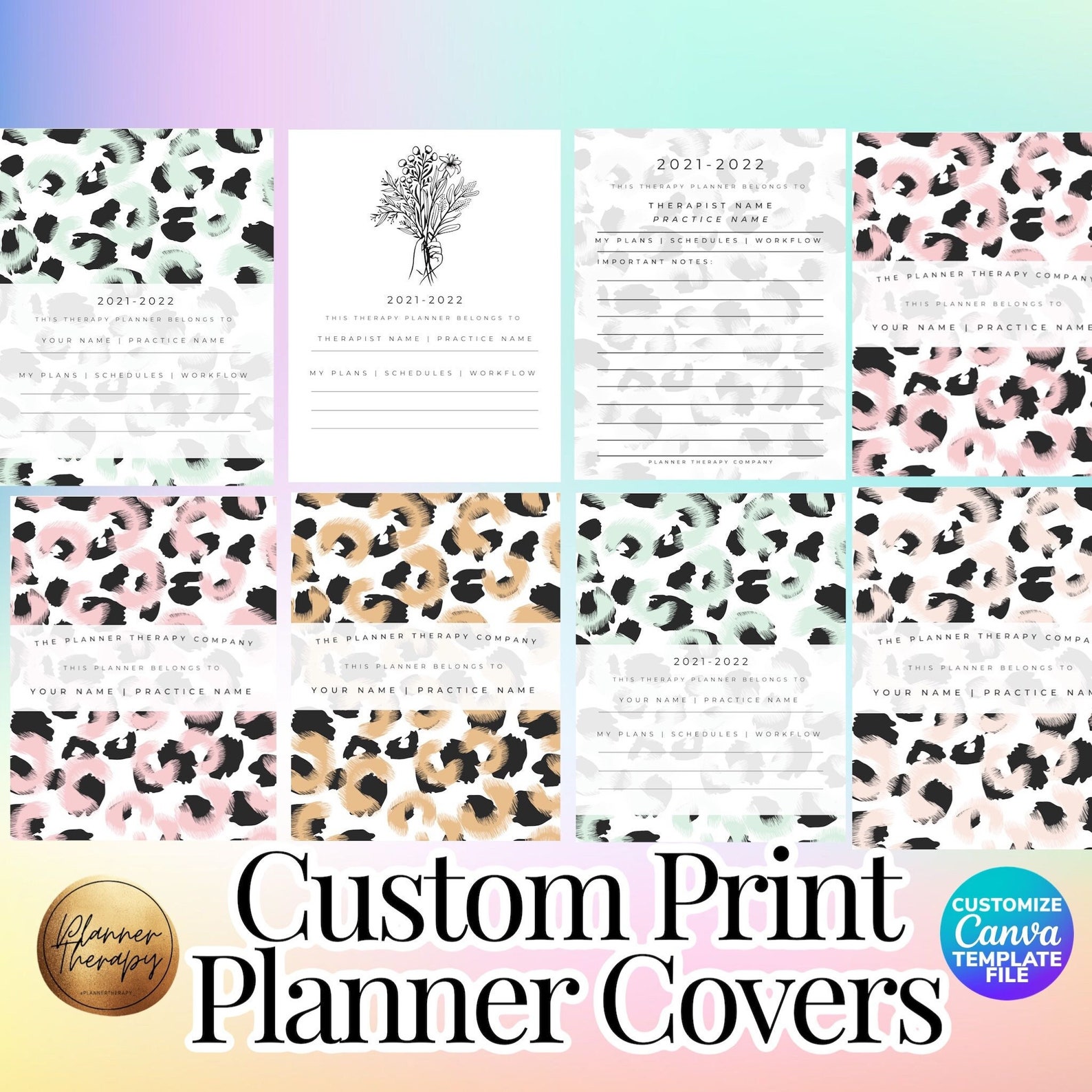 Customizable Planner Cover Canva Template 5+ Styles, Digital Planning ...