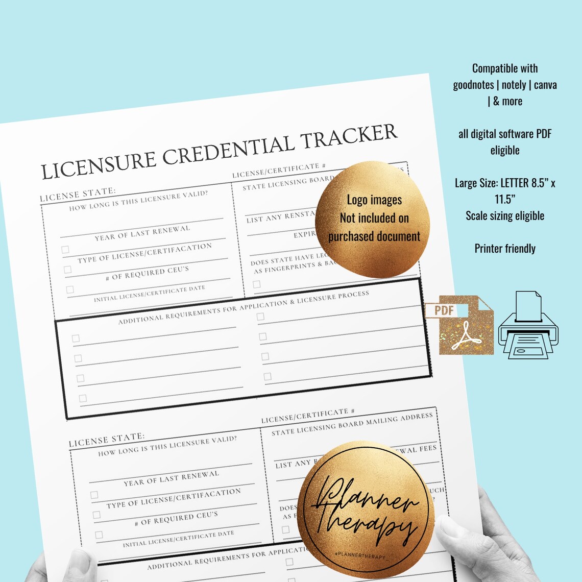 Licensure Credential Multiple State Tracking Organizing Master Sheet ...
