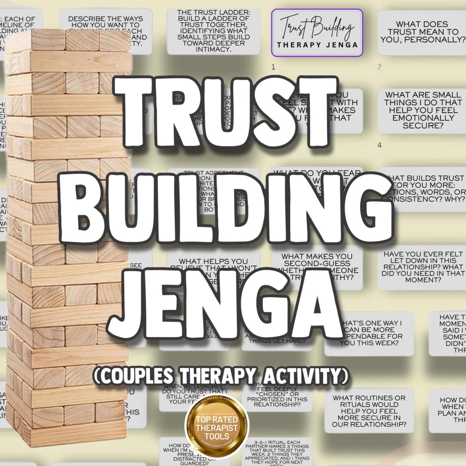 Trust Building Jenga Game. Printable PDF. for Therapy Games, Couples ...