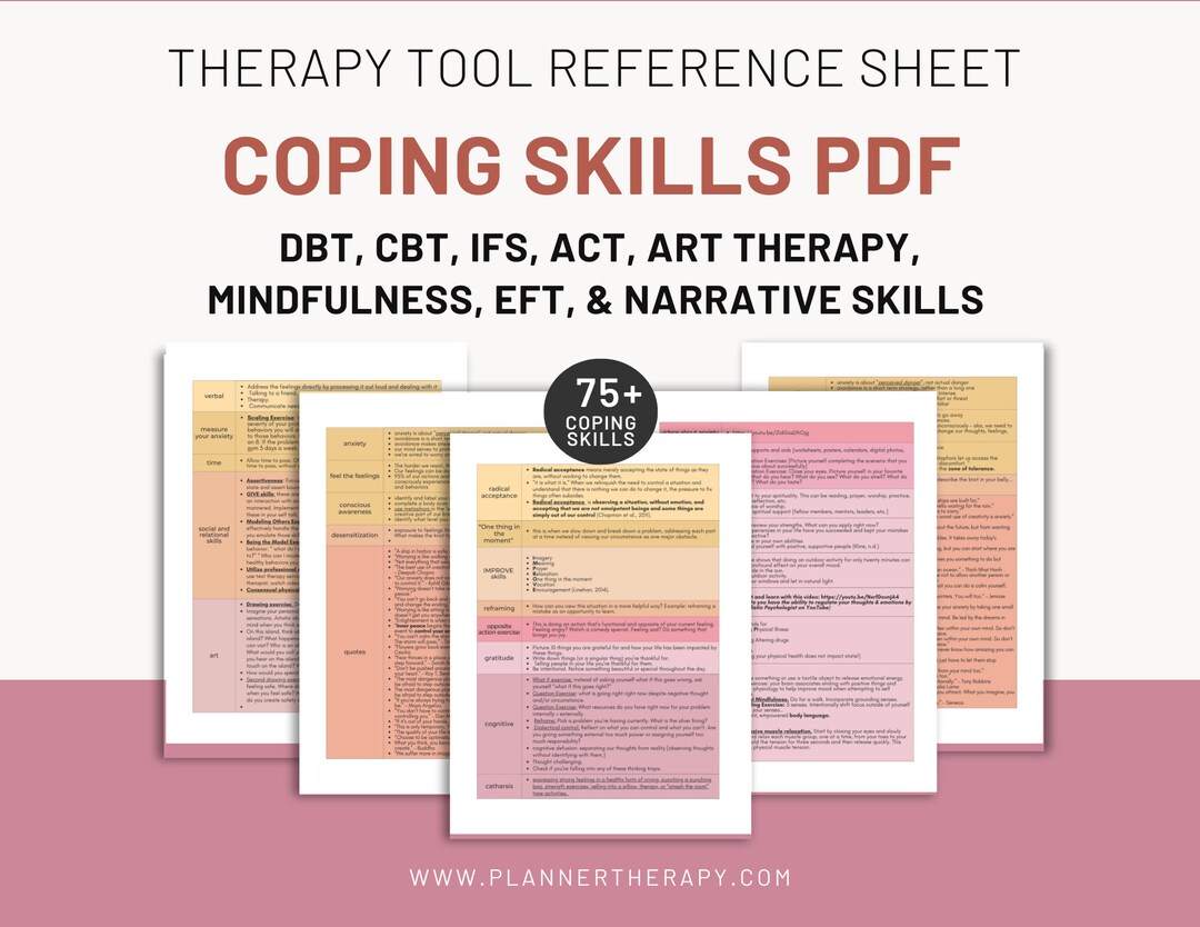 Coping Skills, Self Regulation, CBT, DBT, Mindfulness, Pdf Worksheets ...