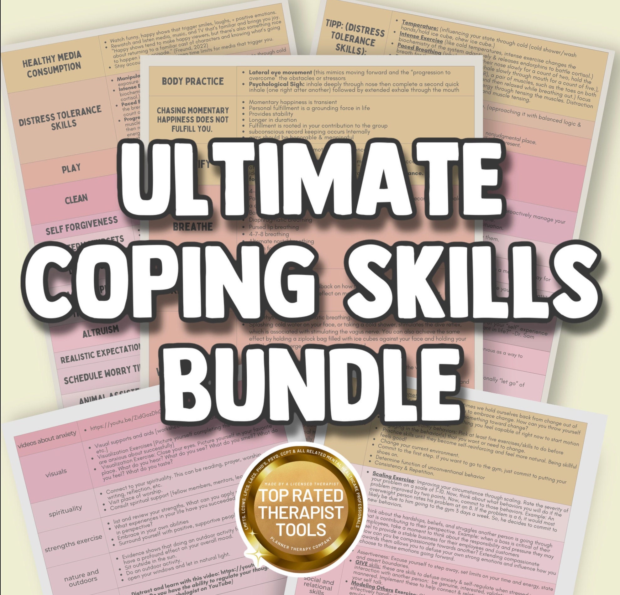 Coping Skills, Self Regulation, CBT, DBT, Mindfulness, Pdf Worksheets ...